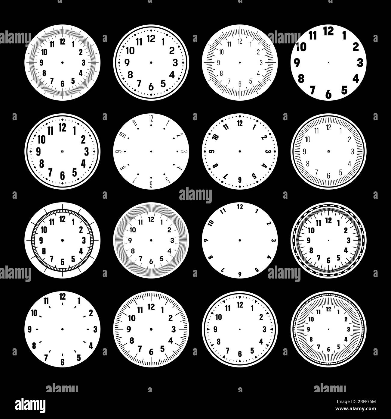 Mechanical clock faces, watch dial with numerals, bezel. Timer or ...