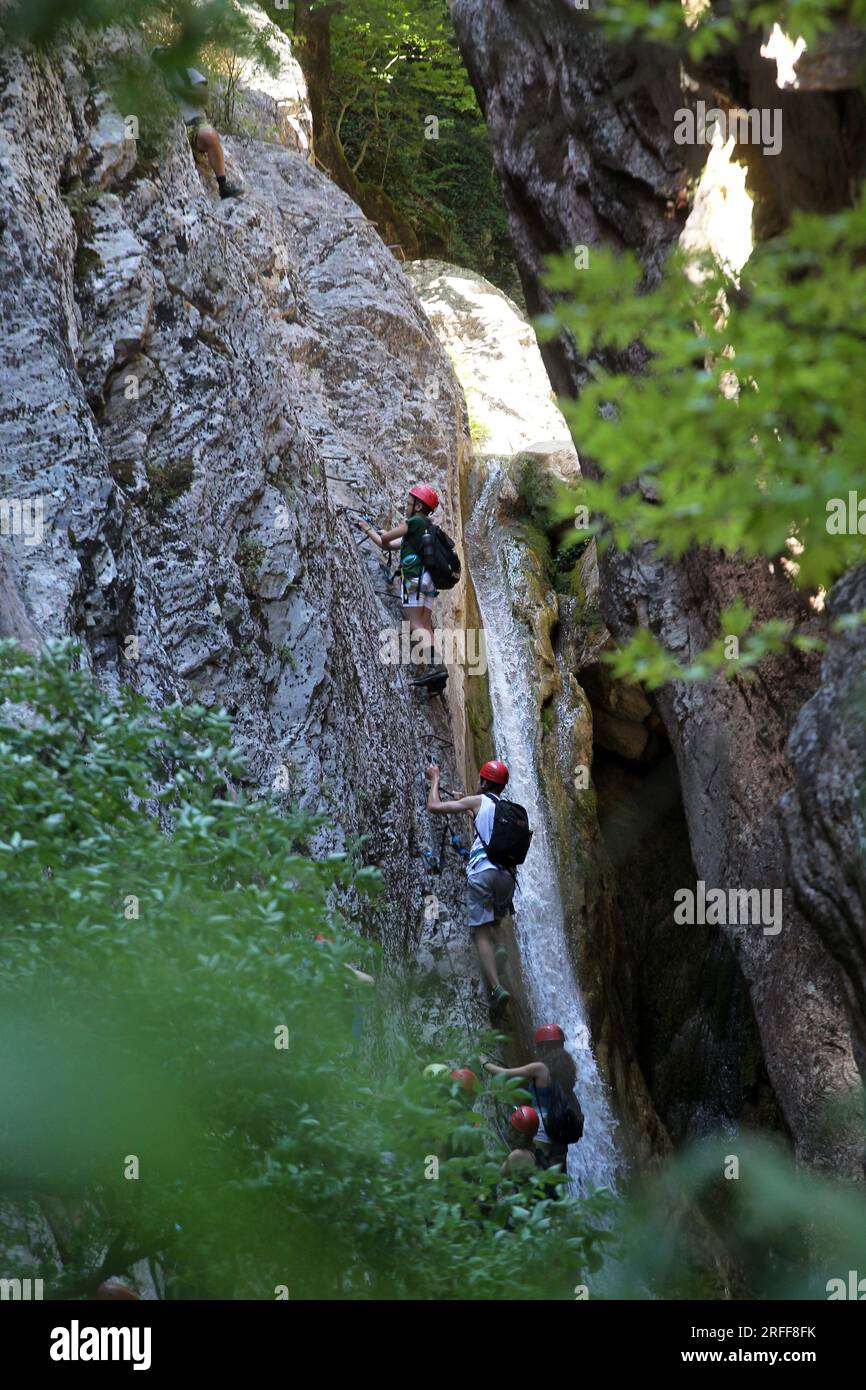 Canyoning at Evrytania Greece Stock Photo - Alamy