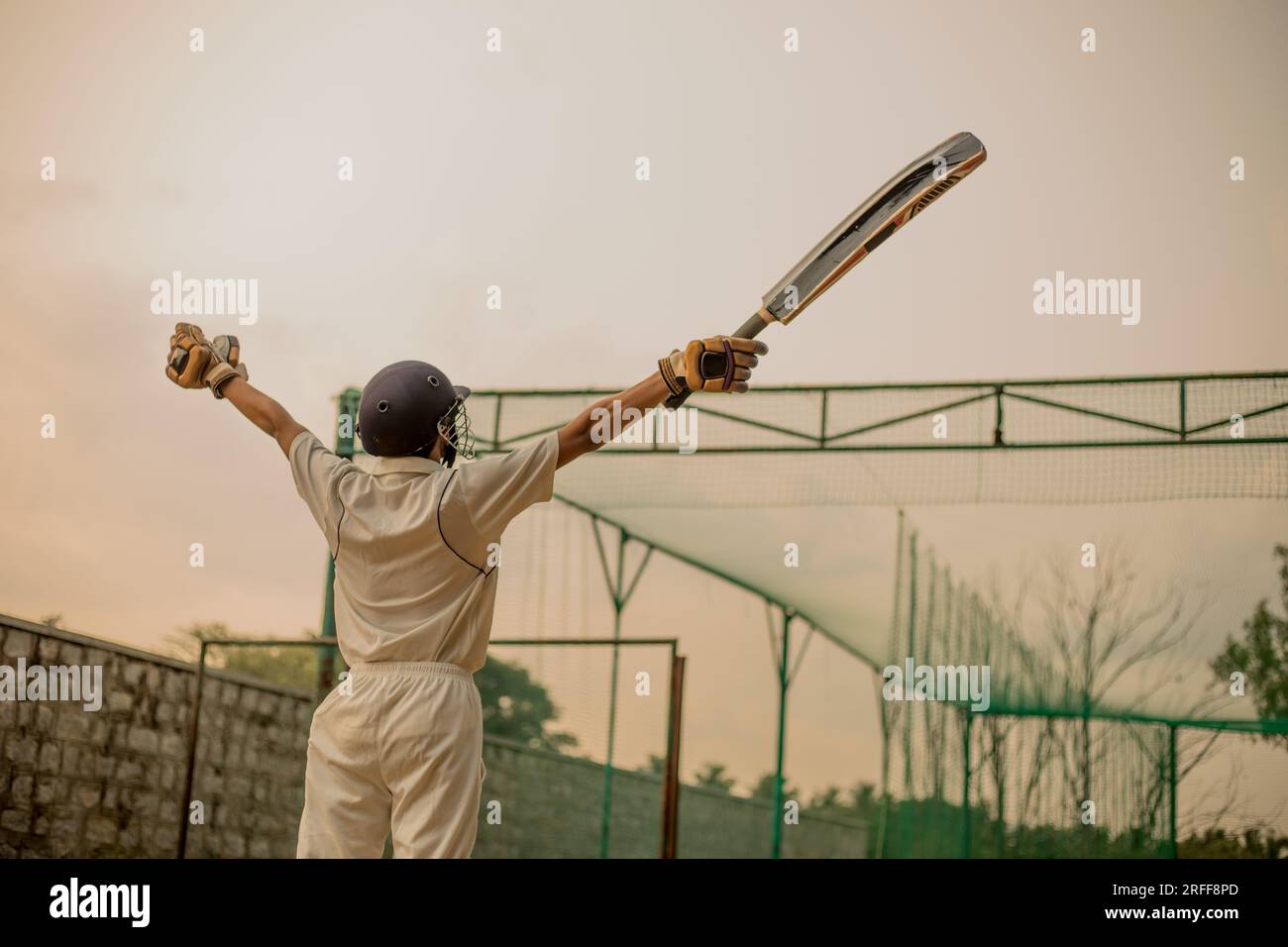 Cricket player celebrating his success after a match during his ...