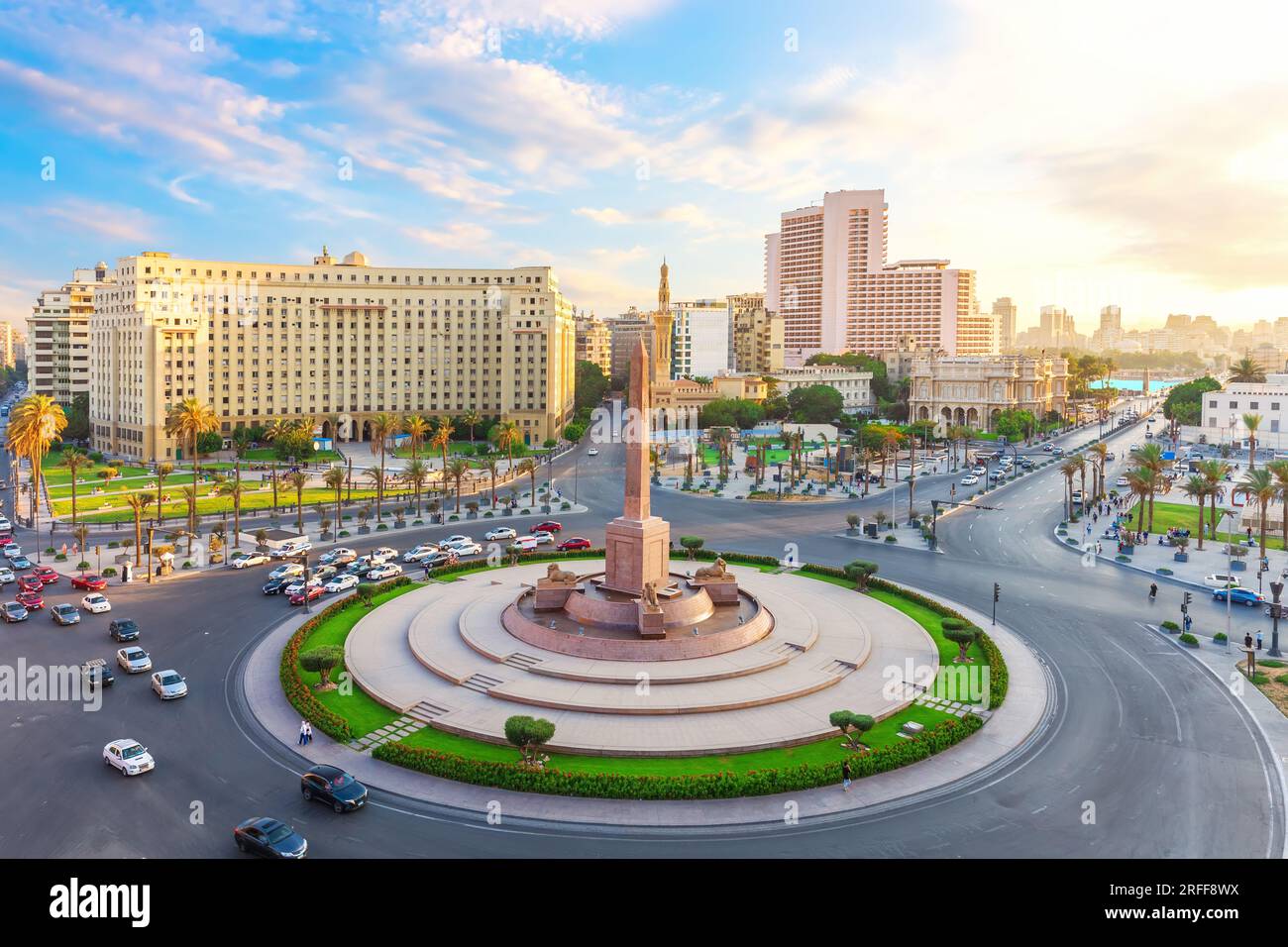 Aerial view of the Tahrir Square of Cairo, famous place of visit, Egypt ...