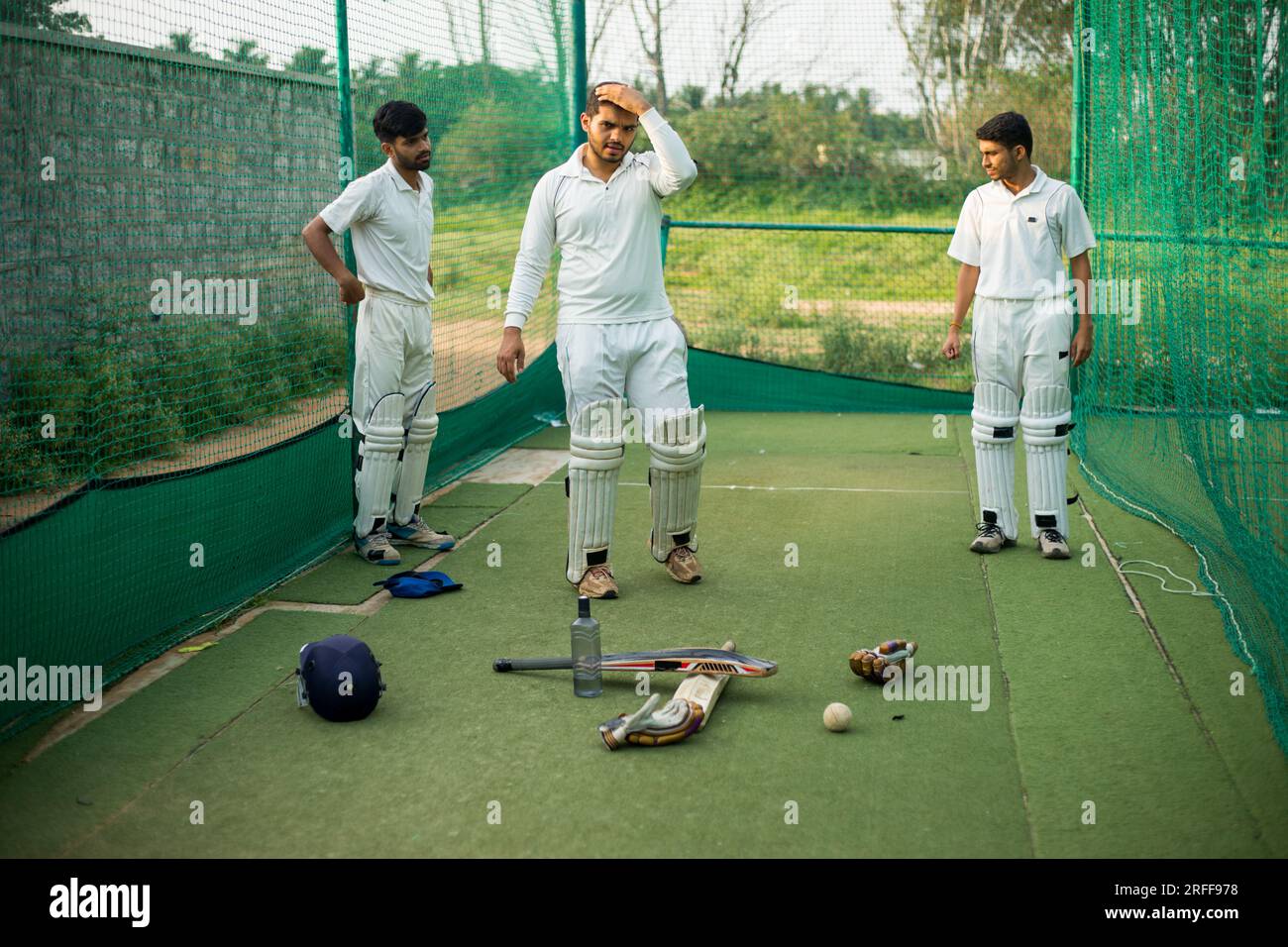 Cricket players are ready to do practice after having some rest Stock ...