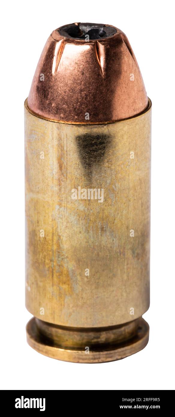 Semi-automatic pistol cartridge with a hollow point bullet Stock Photo ...