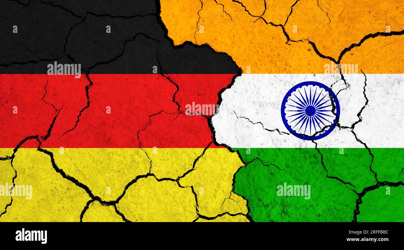 Flags of Germany and India on cracked surface - politics, relationship ...