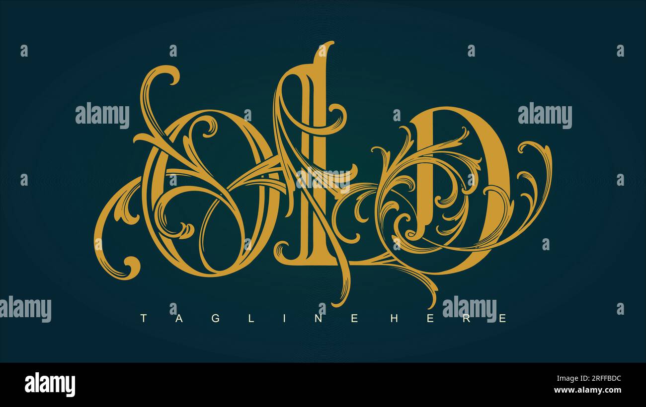 Golden luxury embracing old lettering monogram logo vector ...