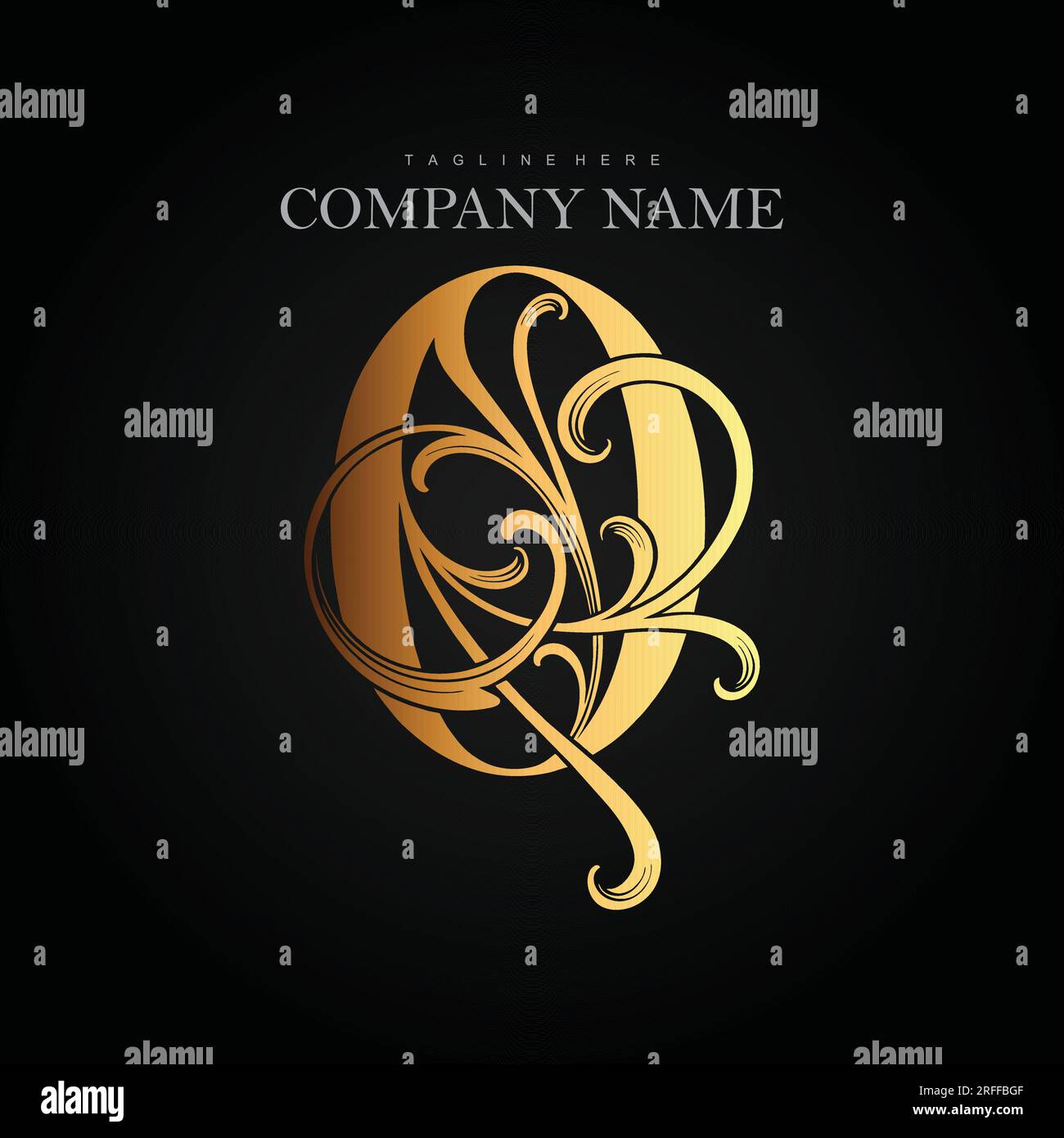 Gilded beauty flourish gold floral o lettering monogram logo vector ...
