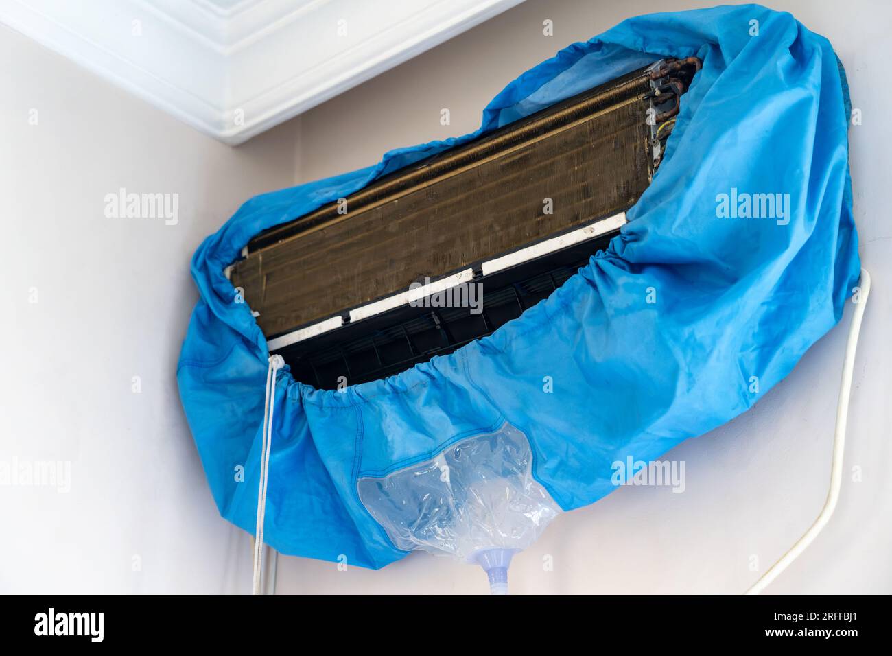 Air conditioner ready for maintenance and cleaning with pressurized ...