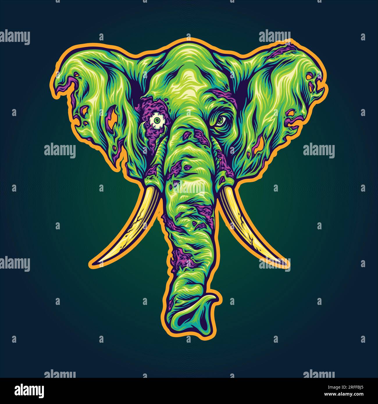 Terror haunting elephant head monster zombie vector illustrations for ...