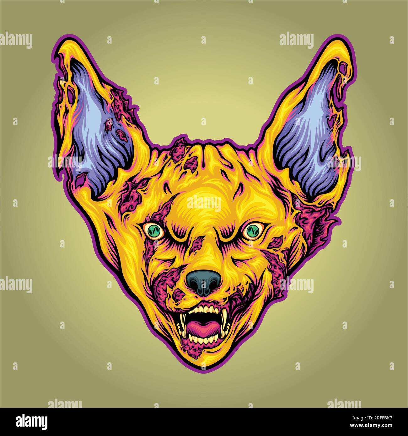 Nightmarish bat head terrifying monster zombie vector illustrations for ...
