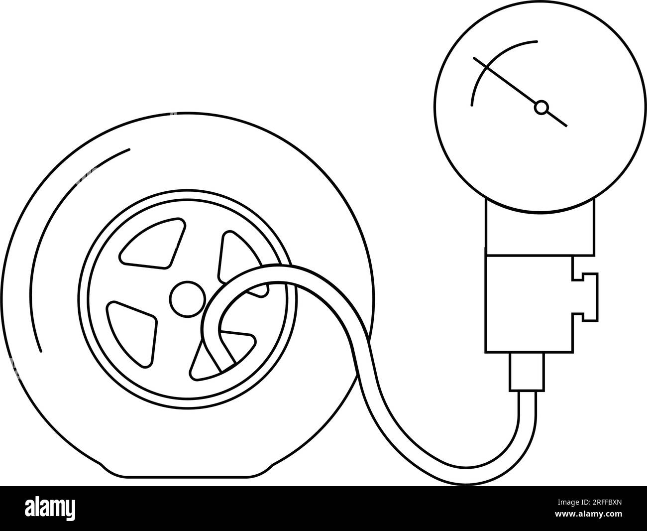 Tire pressure gauge icon.Car wheel with manometer illustration logo ...