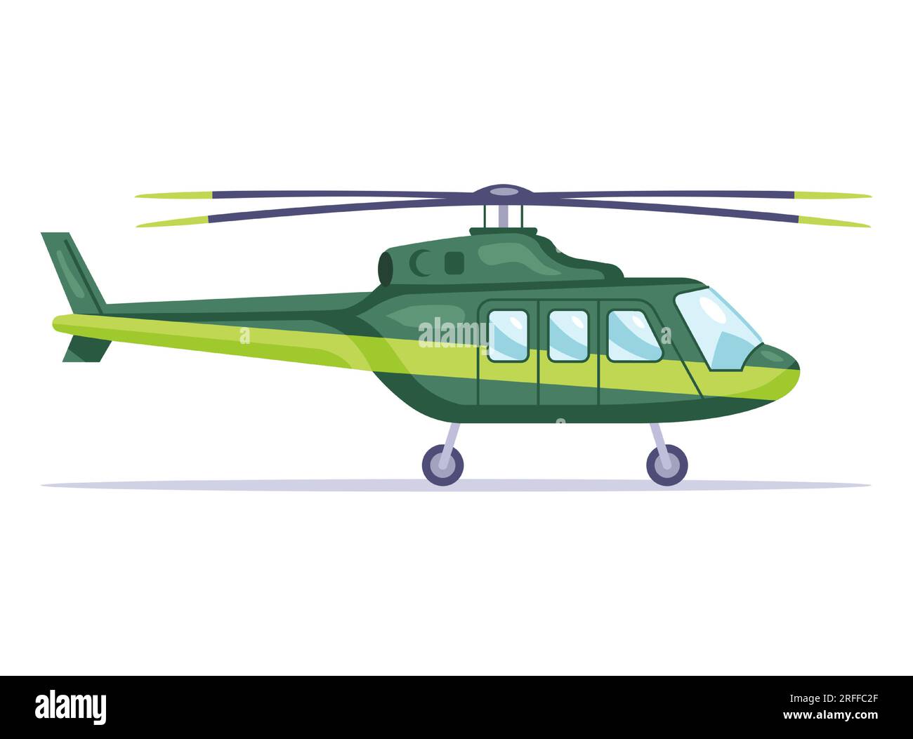 green civil helicopter on a white background. flat vector illustration ...