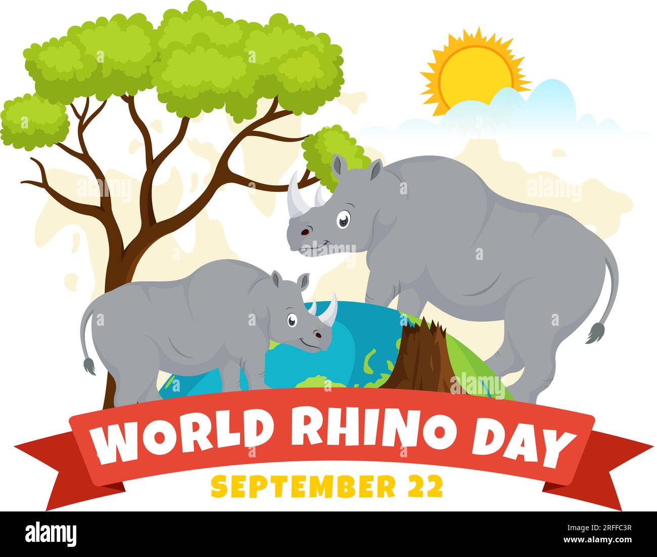 World Rhino Day Vector Illustration on 22 September for Lovers and ...