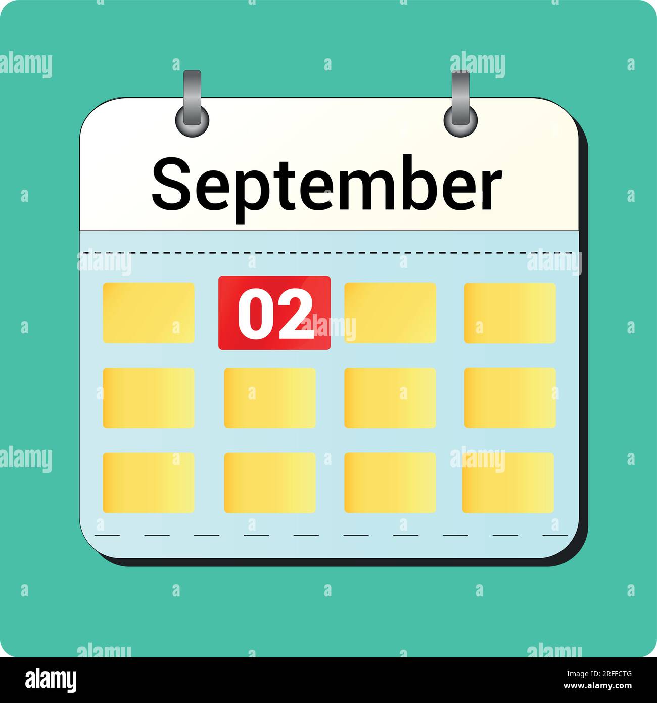 calendar vector drawing, date September 02 on the page Stock Vector ...