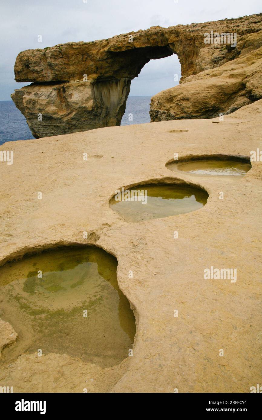 Famous sea arch, the Azure Window, Maltese island of Gozo ...