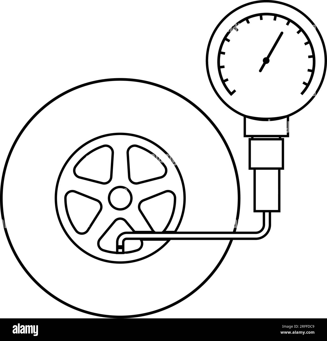 Tire pressure gauge icon.Car wheel with manometer illustration logo ...