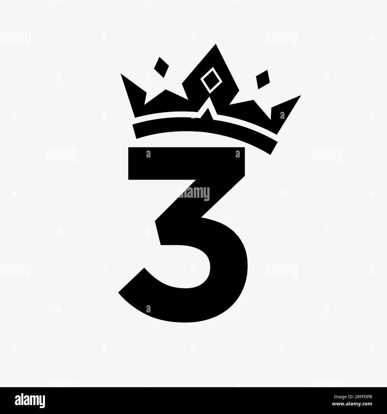 Crown Logo on Letter 3 Vector Template for Beauty, Fashion, Elegant ...