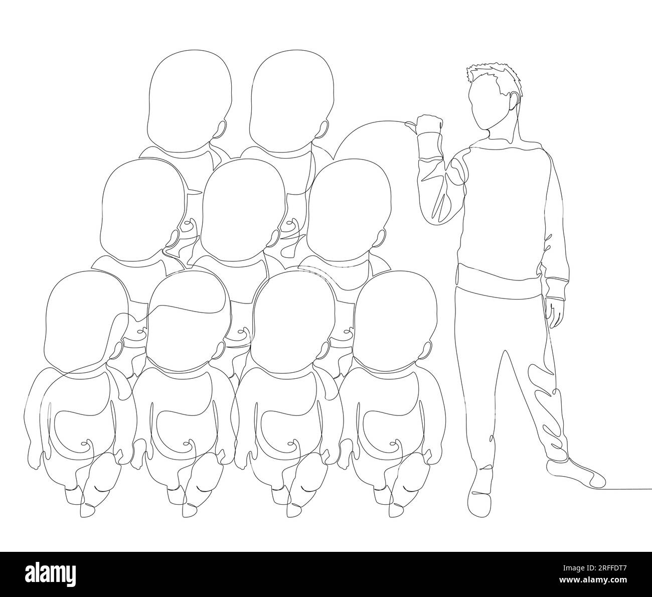 One continuous line of Man pointing with finger at Baby. Thin Line ...