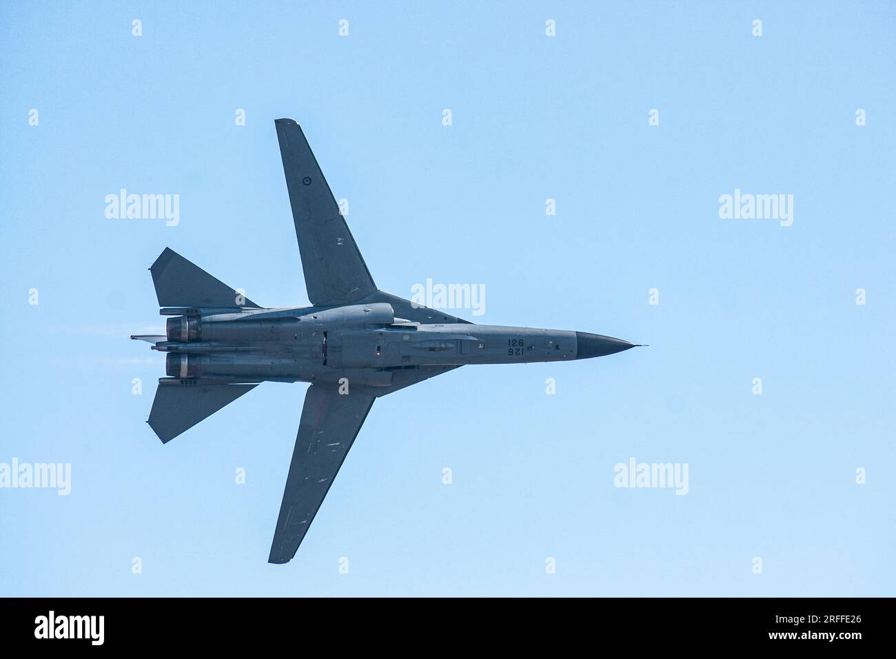 RAAF F-111 aircraft flying on full afterburner at the Newcastle Airshow ...