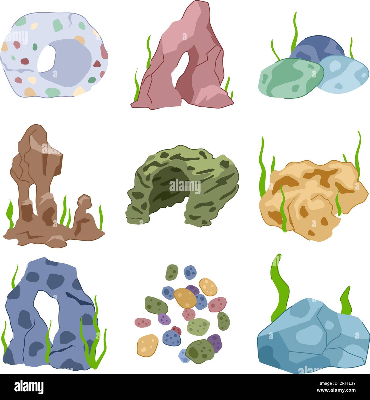 aquarium stone set cartoon vector illustration Stock Vector Image & Art ...