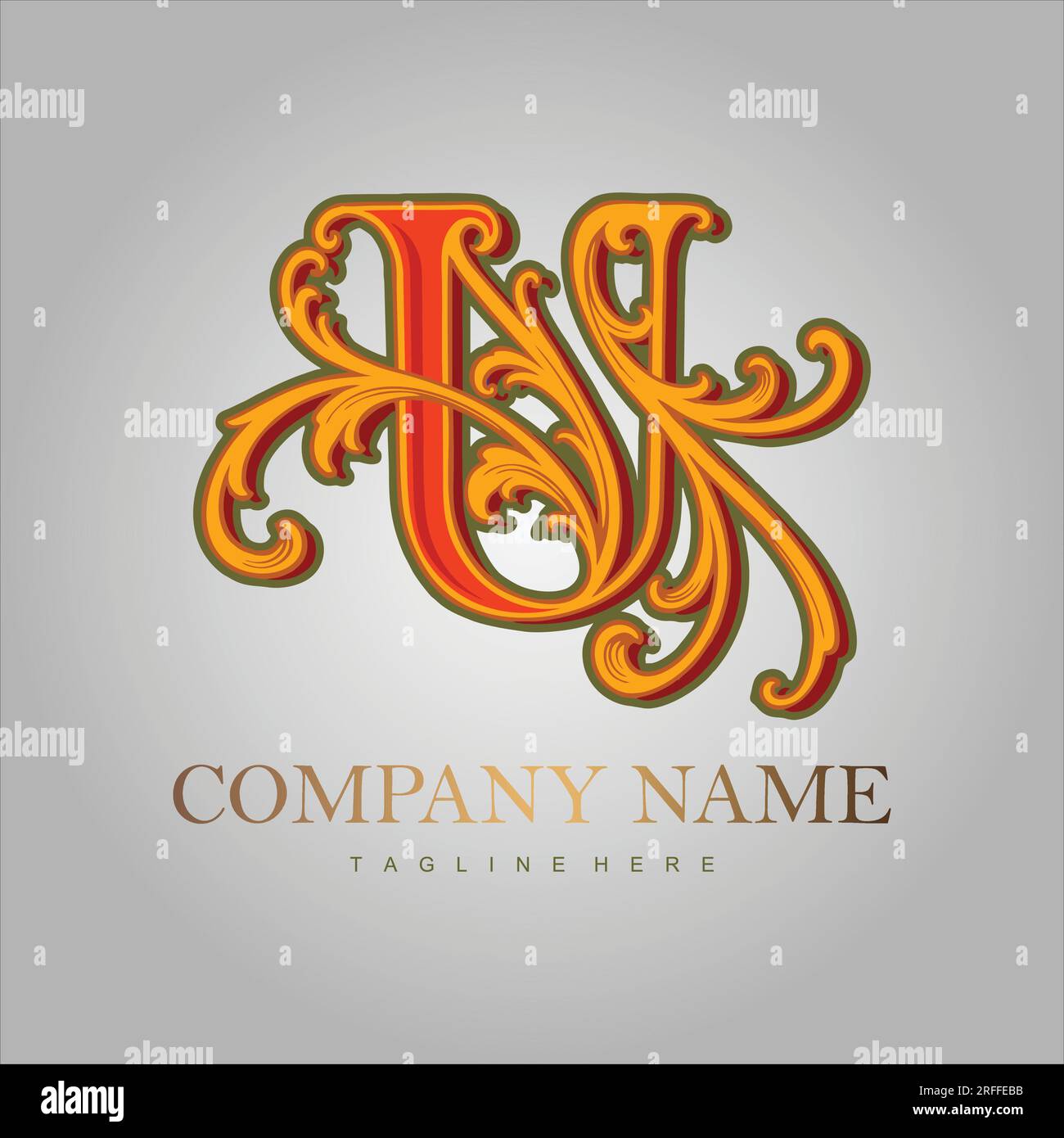 Elegance flourish gold floral u lettering monogram logo vector ...