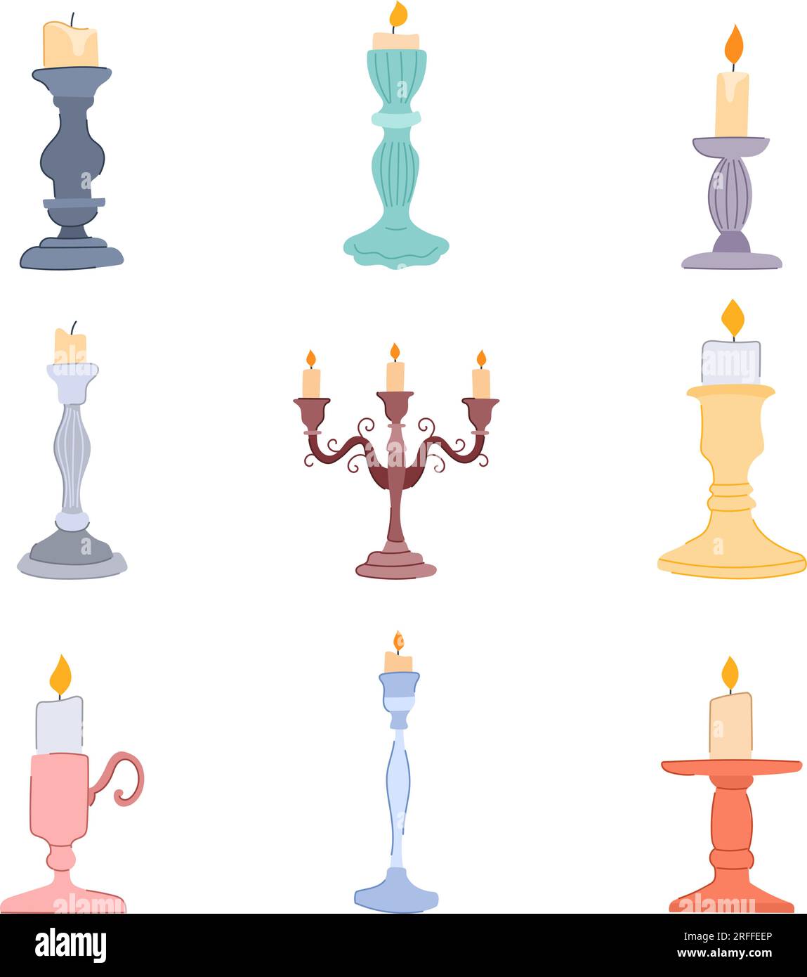 candlestick holder set cartoon vector illustration Stock Vector Image ...