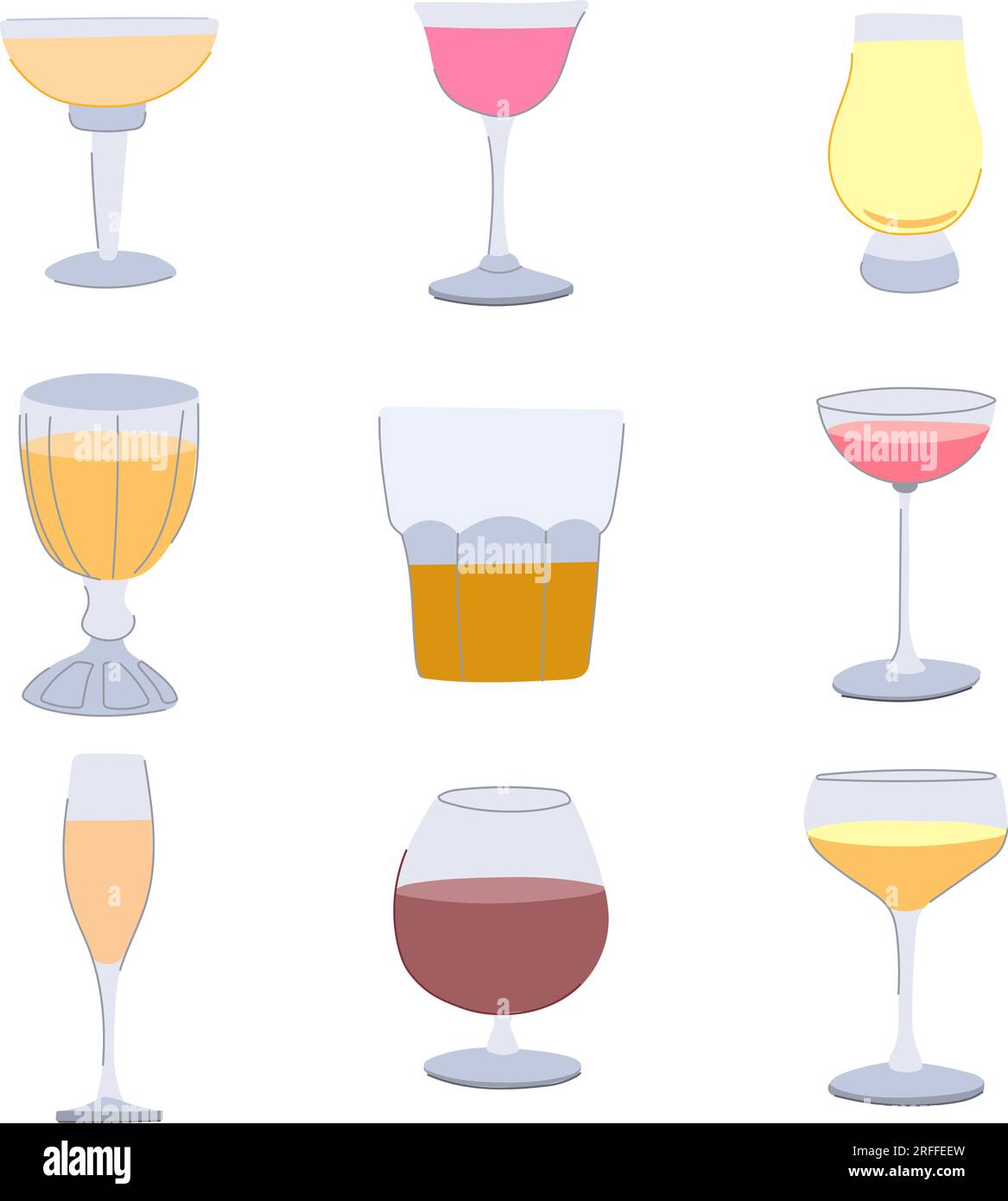 cocktail glasses set cartoon vector illustration Stock Vector Image ...