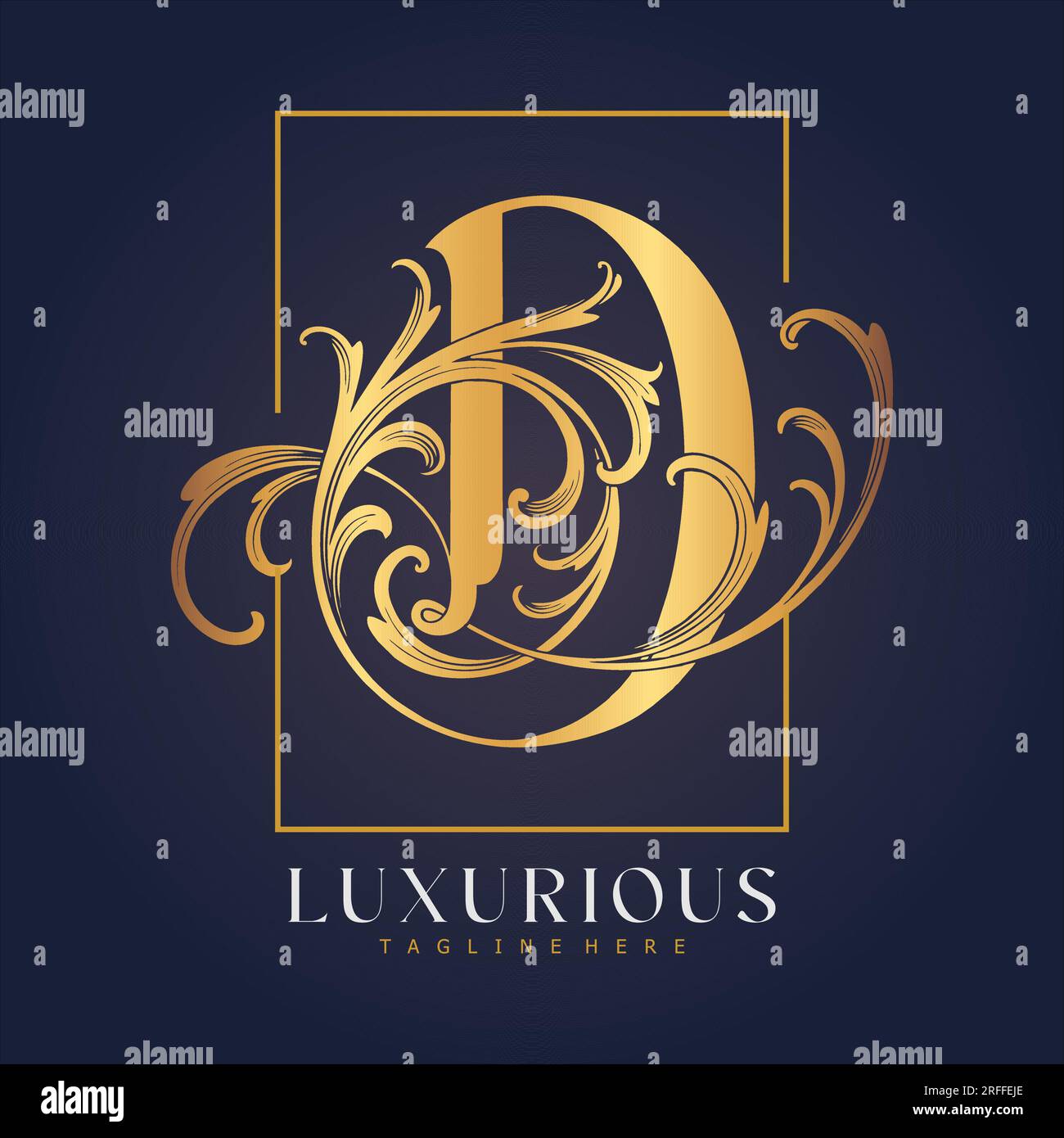 Elegance floral d lettering gold monogram logo vector illustrations for ...