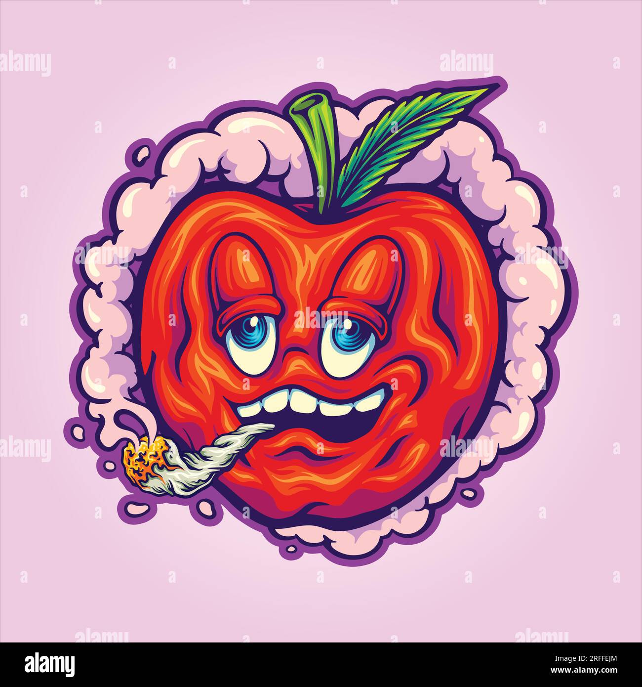 Hilarious cherry blazing smoking marijuana vector illustrations for ...