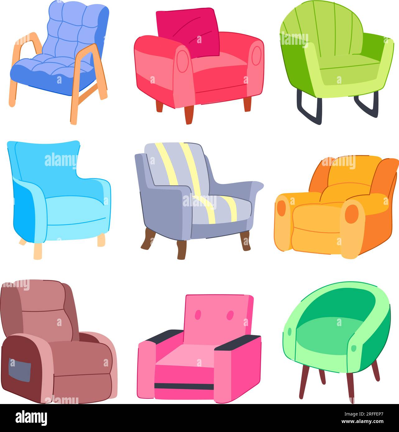 armchair furniture set cartoon vector illustration Stock Vector Image ...