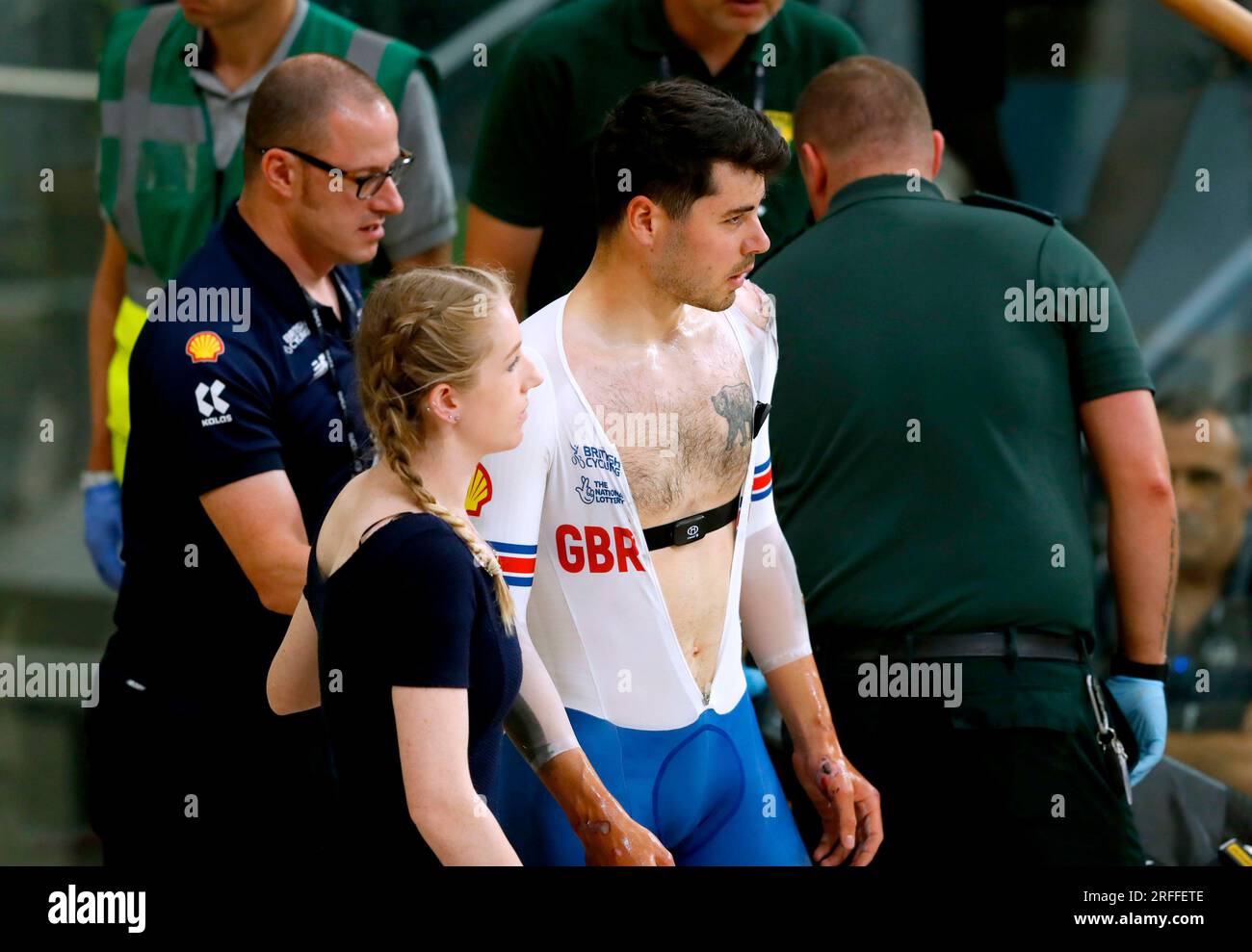 Team Great Britain's Charlie Tanfield after crashing in the Men's Elite ...