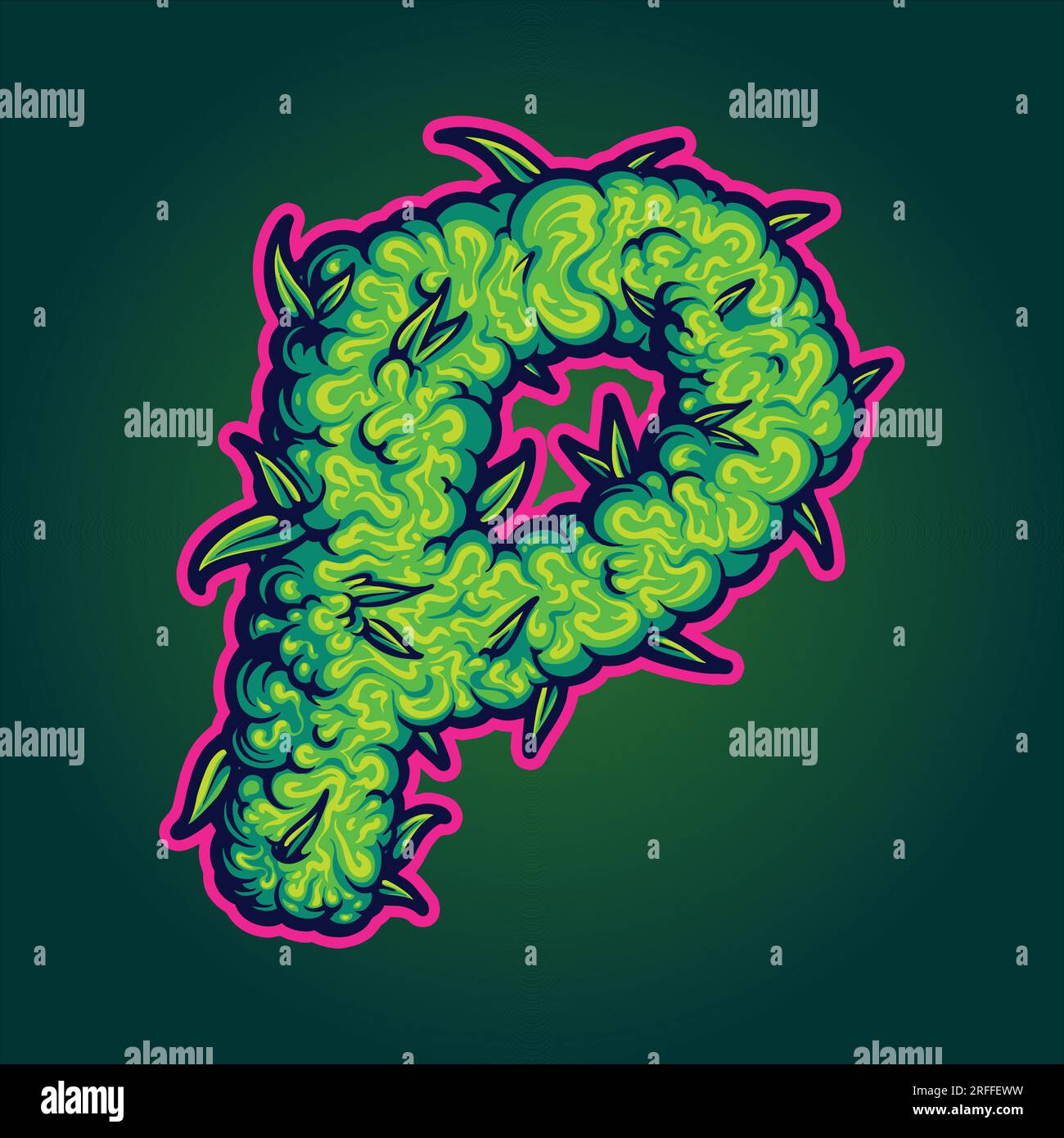 Letter green initial p cannabis smoke vector illustrations for your ...