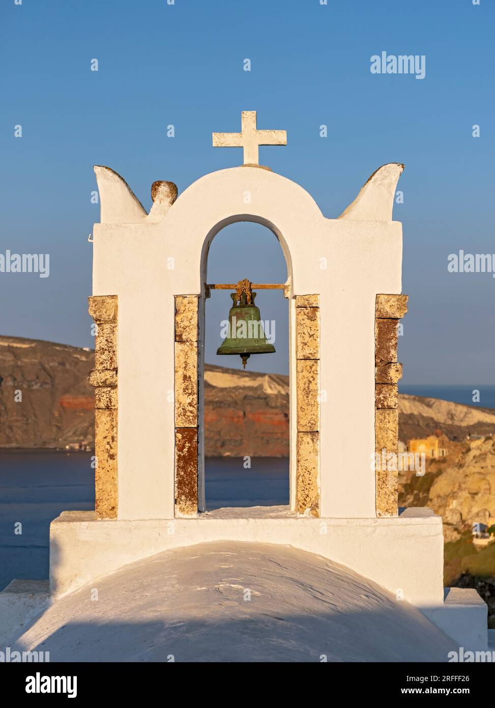 White belfry of Chapel of St John the Baptist, Ia (Oia), Santorini ...
