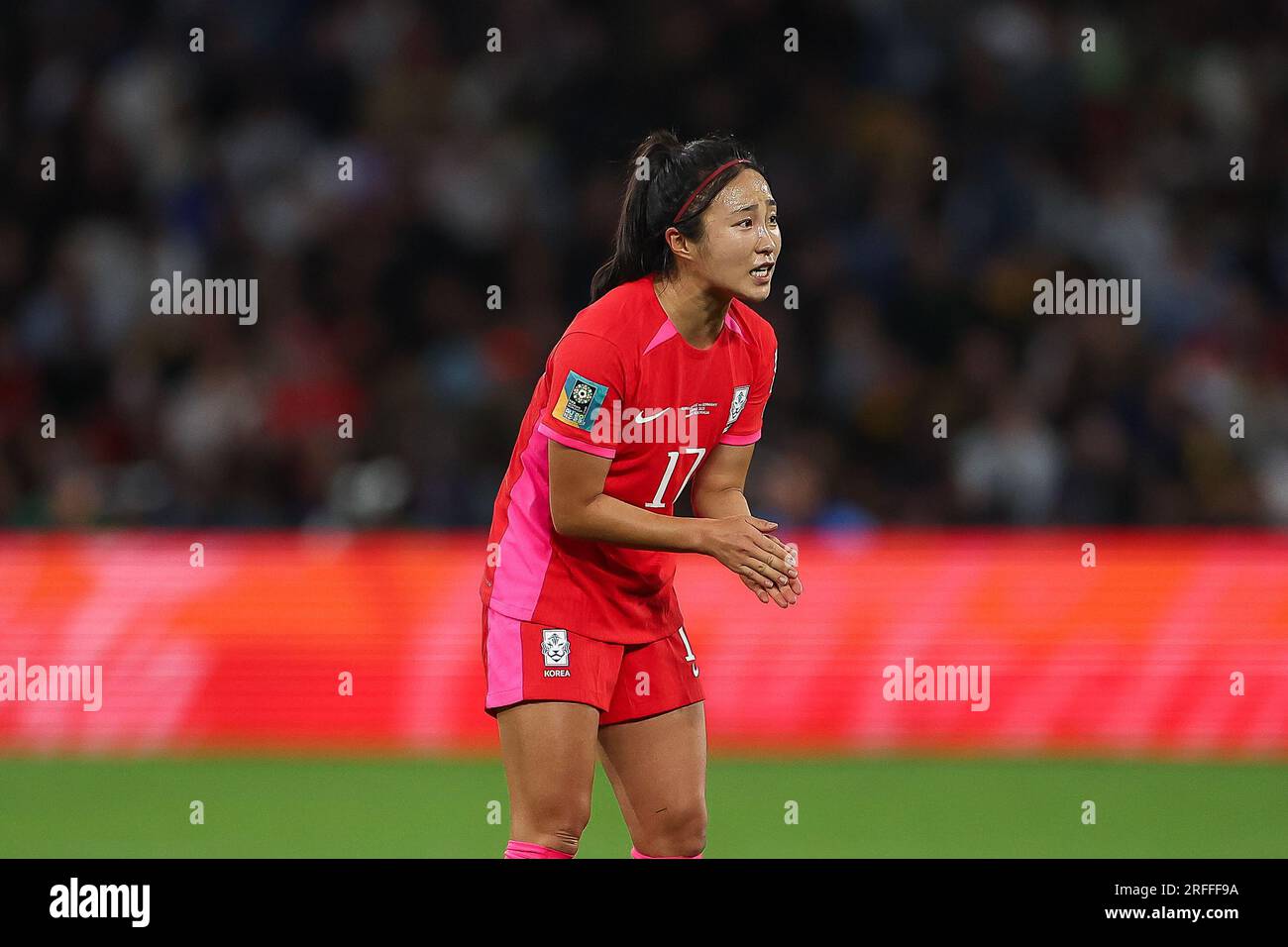 Lee Young-ju #17 of South Korea gives her team instructions during the ...