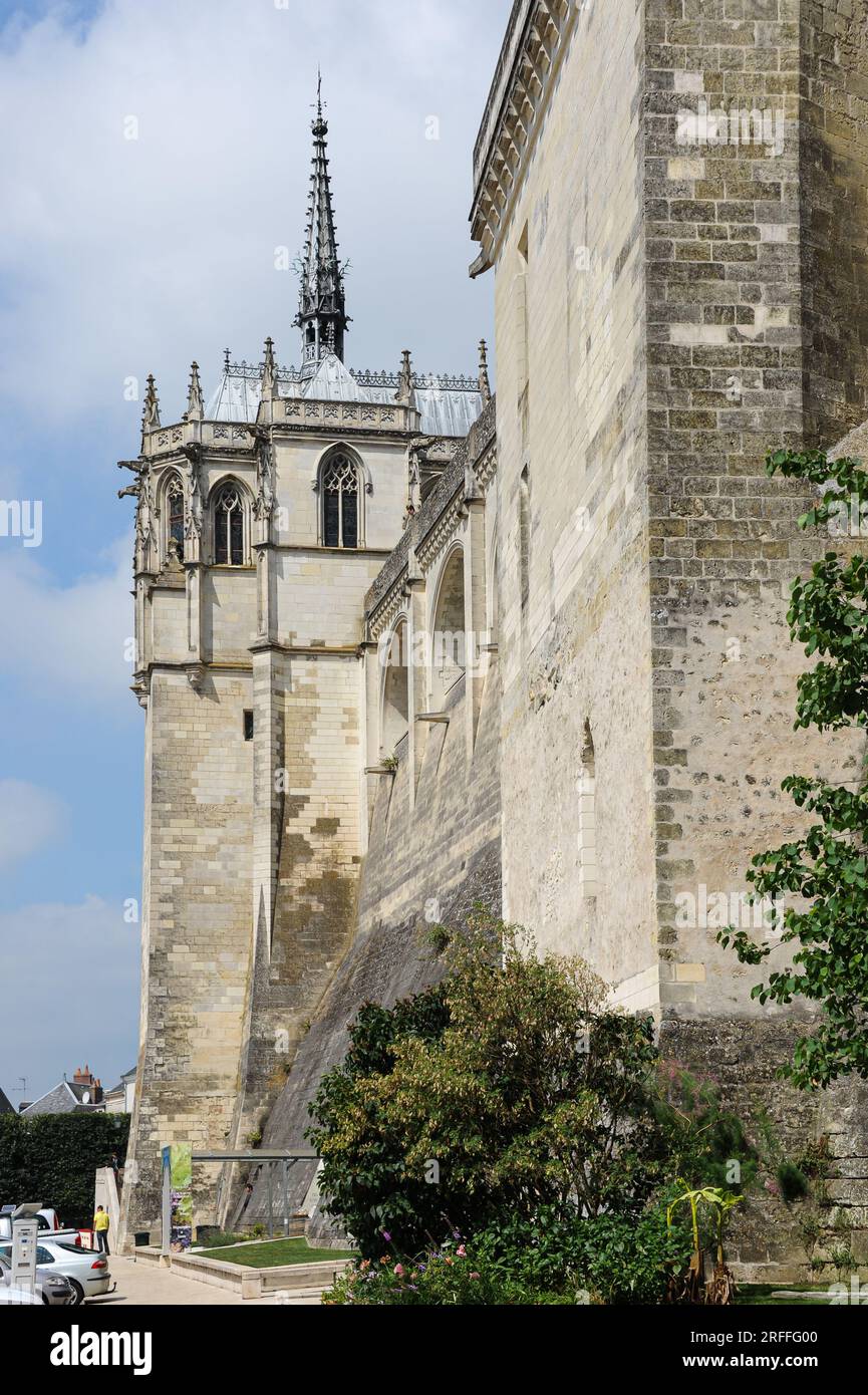 Amboise, France - 8 August, 2013: A view on a tower of the famous ...