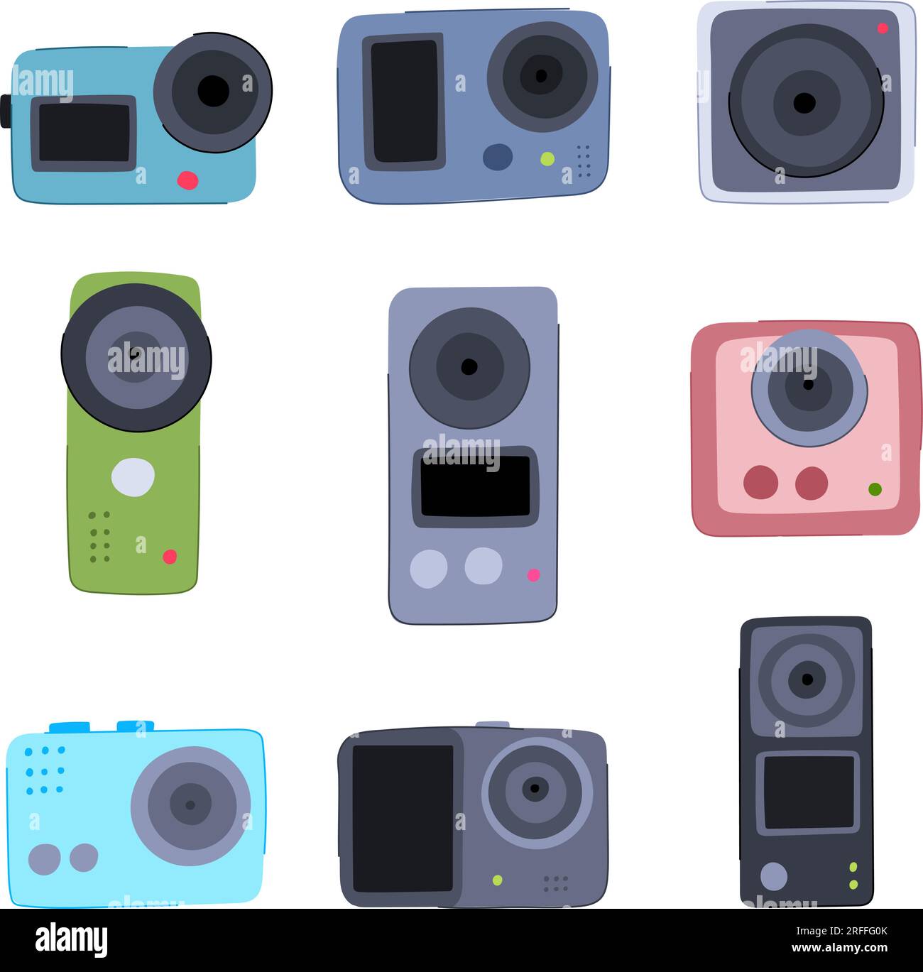 action camera set cartoon vector illustration Stock Vector Image & Art ...