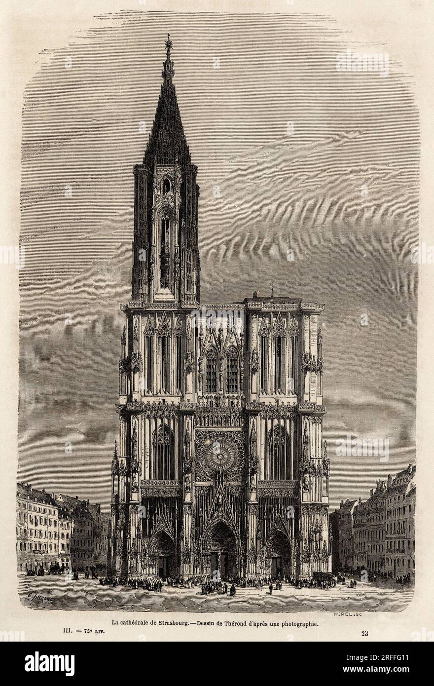 La facade de la cathedrale de Strasbourg, dessin de Therond, pour ...