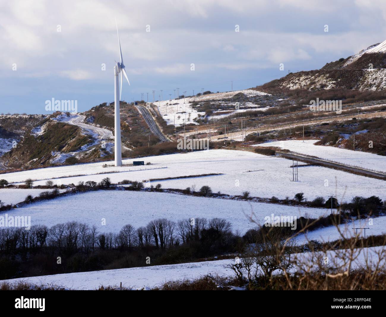 Wind turbine snow landscape hi-res stock photography and images - Alamy