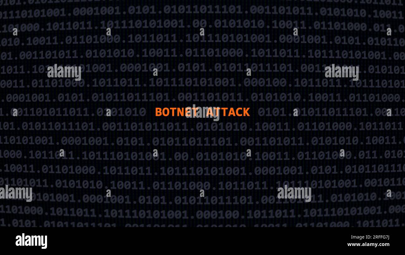 Cyber Attack Botnet Attack Vulnerability Text In Binary System Ascii Art Style Code On Editor
