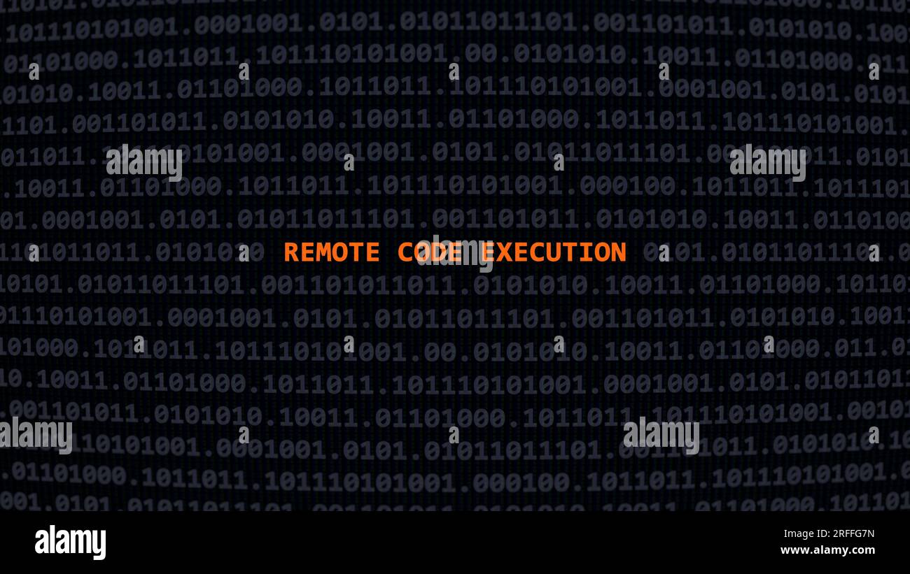 Cyber Attack Remote Code Execution Vulnerability Text In Binary System Ascii Art Style Code On