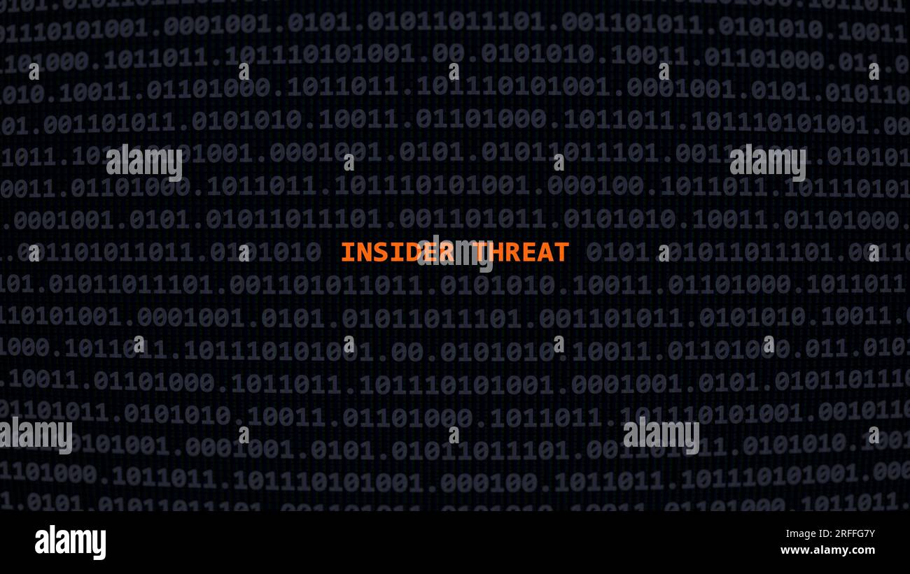Cyber attack insider threat. Vulnerability text in binary system ascii art style, code on editor ...