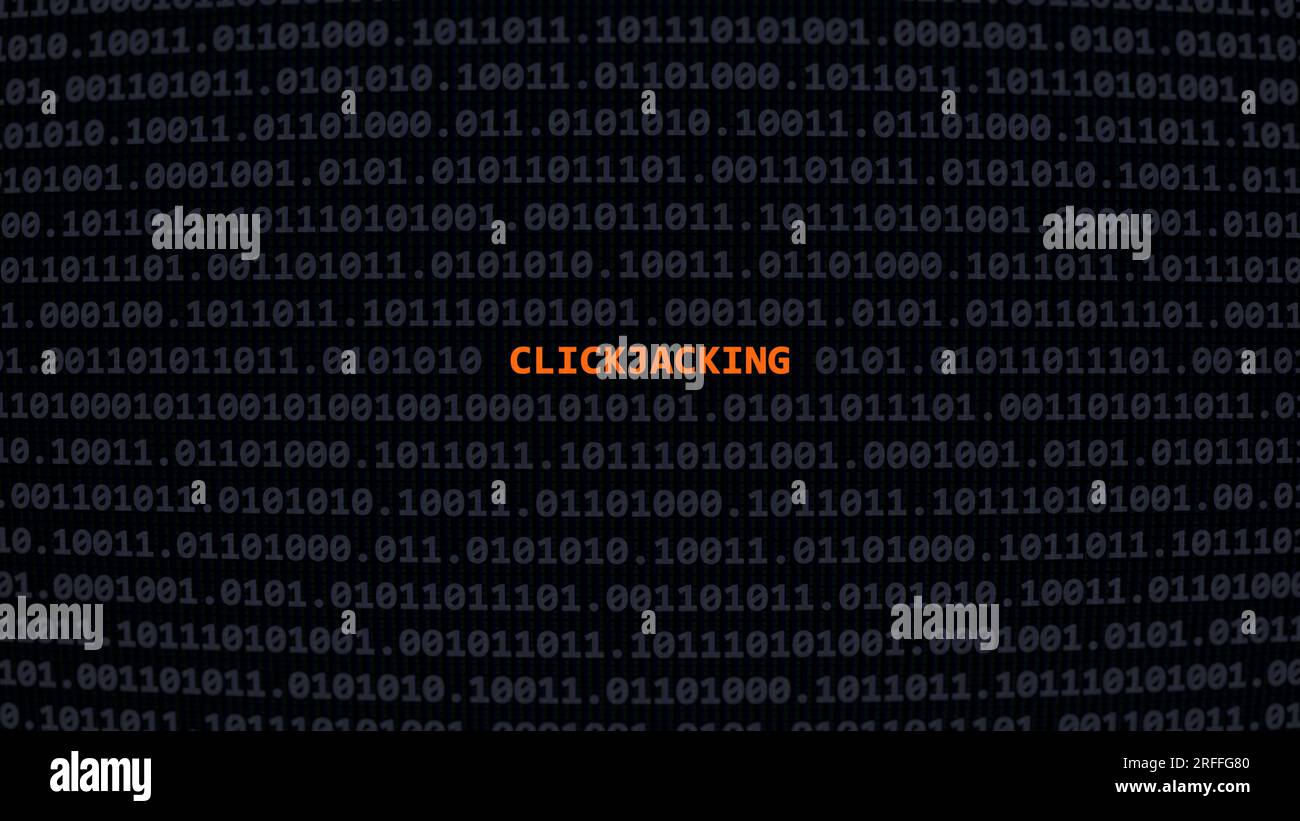 Cyber Attack Clickjacking Vulnerability Text In Binary System Ascii Art Style Code On Editor 5302