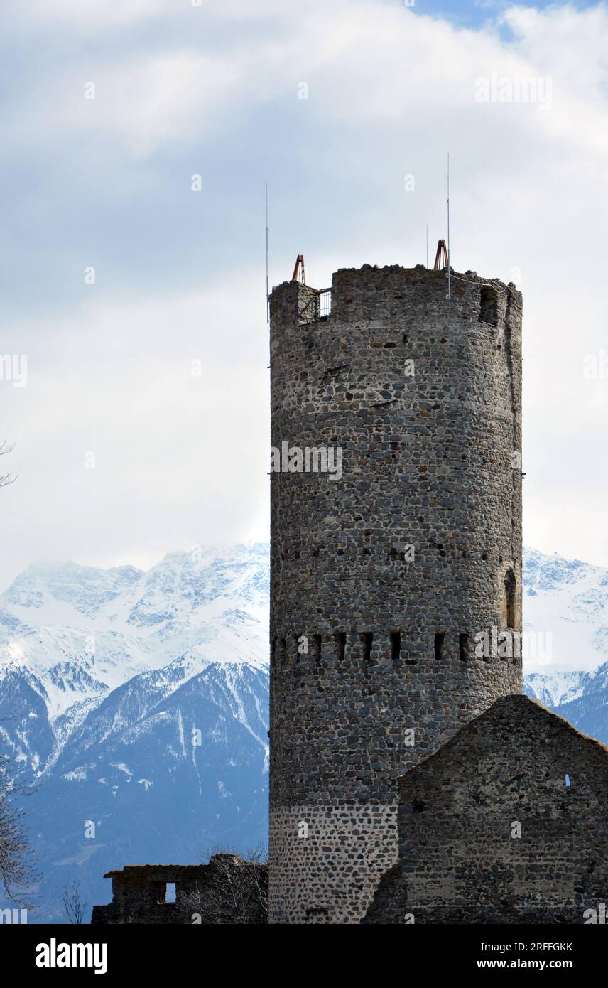 Fröhlichsturm, medieval tower in Mals / Malles, Val Venosta / Vinschgau ...