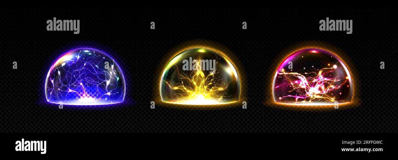 Electric light energy effect ball dome and thunder vector. Lightning ...