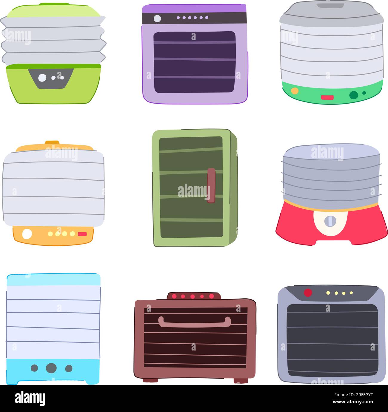 dehydrator food set cartoon vector illustration Stock Vector Image ...