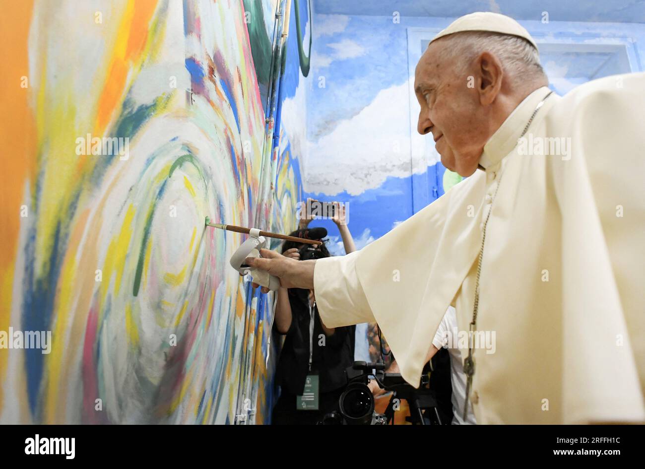 Lisbon, Portugal. 03rd Aug, 2023. Pope Francis meets with members of ...