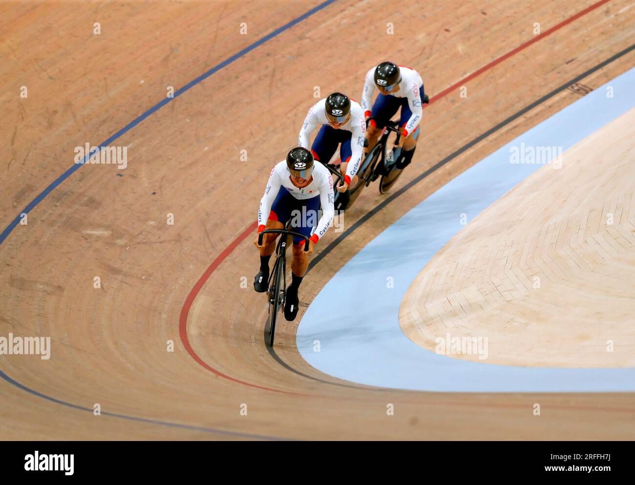 Team Japan's Yoshitaku Nagasako leads in the Men's Elite Team Sprint ...