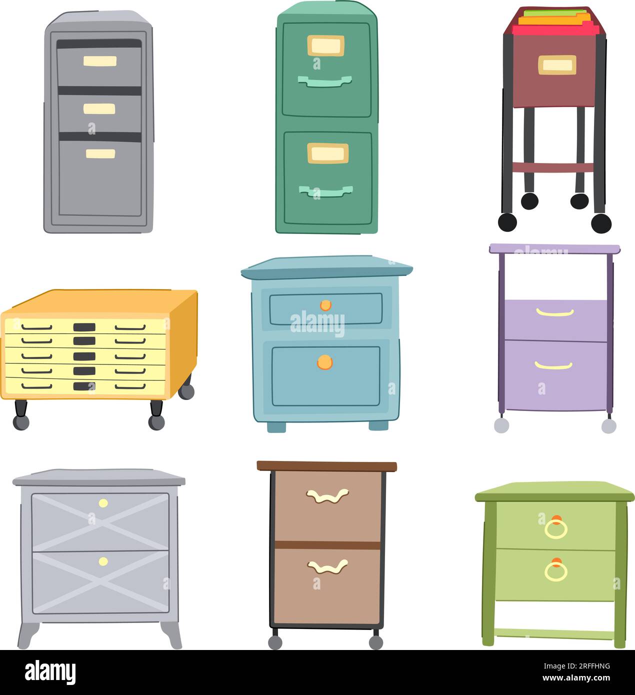 file cabinet set cartoon vector illustration Stock Vector Image & Art ...