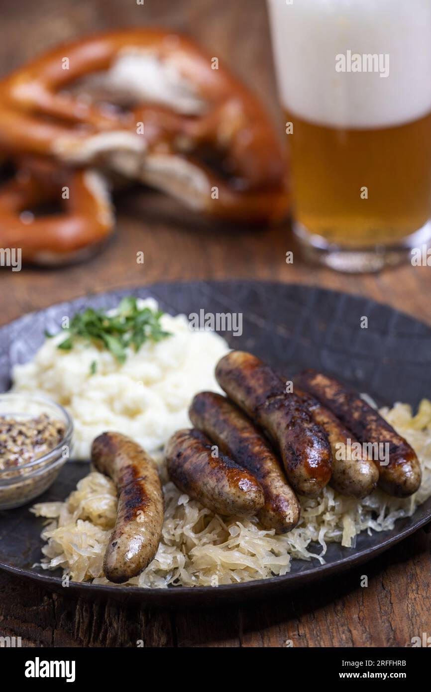 Herb pork sausages potato hi-res stock photography and images - Alamy
