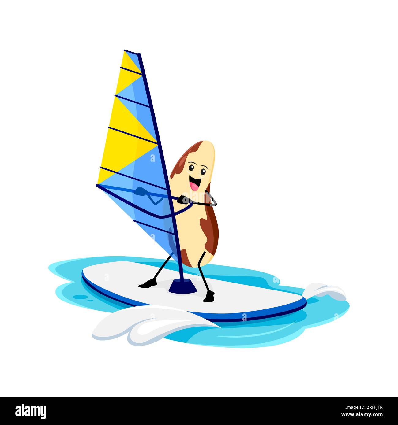 Cartoon cheerful brazil nut on summer beach vacation. Isolated vector ...