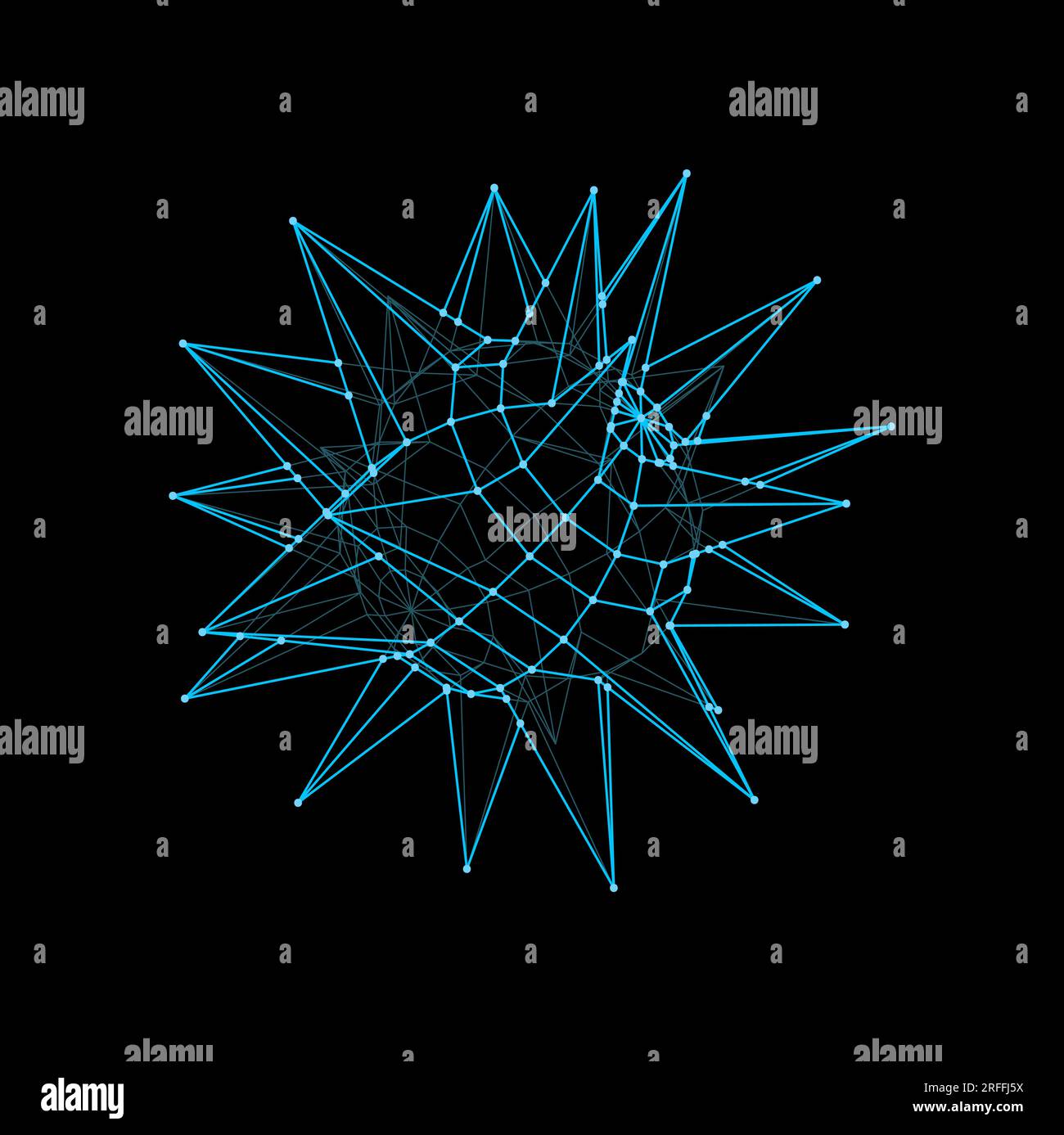 futuristic sphere and 3d ball shape with spikes. Digital technology ...
