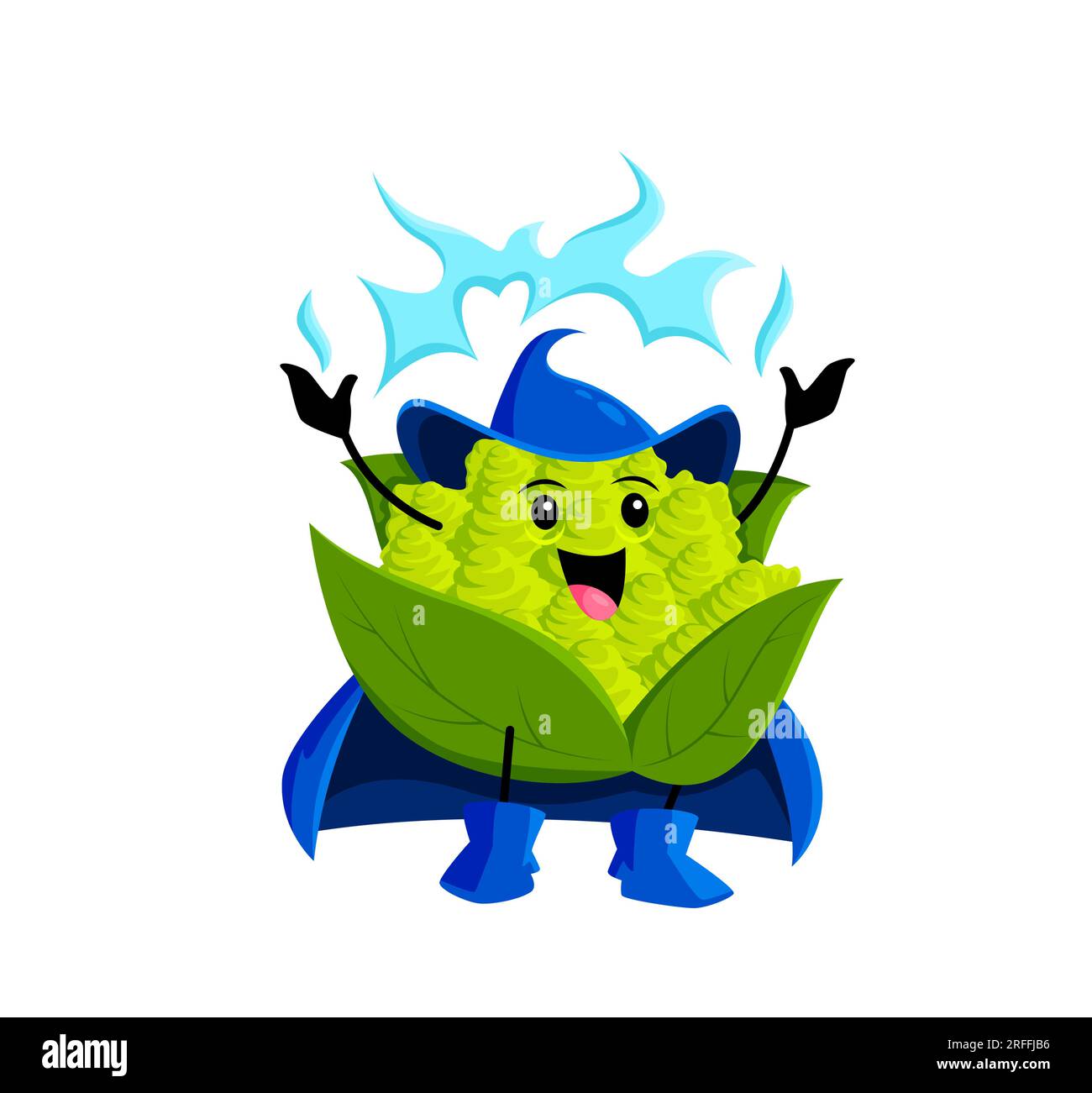 Cartoon Halloween romanesco cabbage vegetable sorcerer character ...
